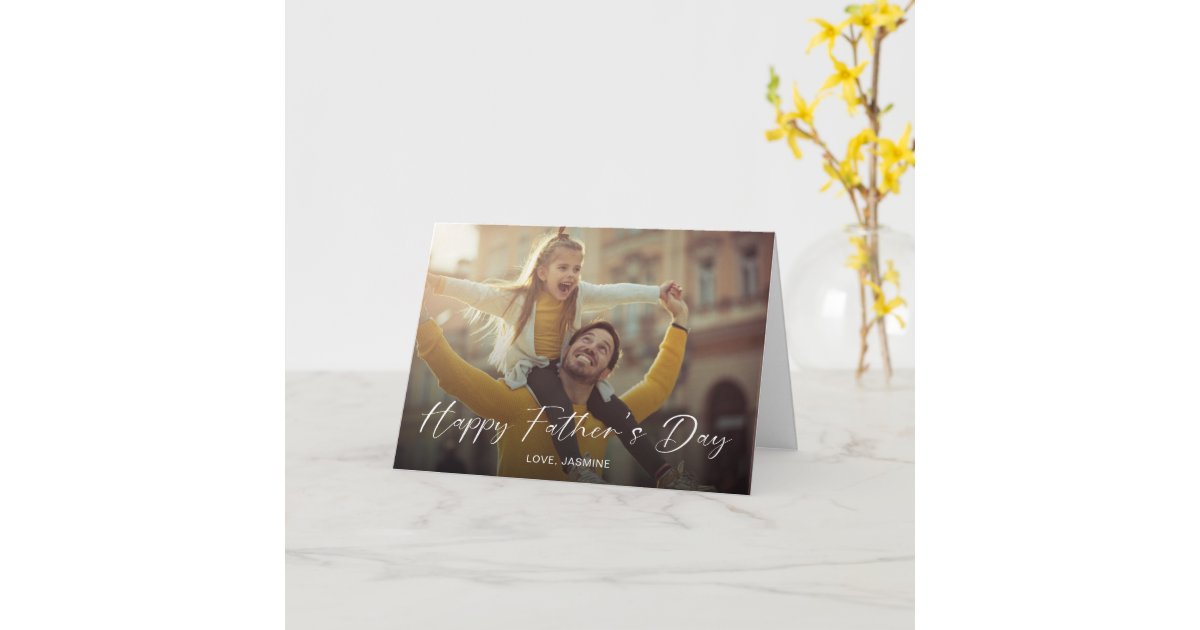 Happy Father's Day Script Photo Modern Simple Card | Zazzle