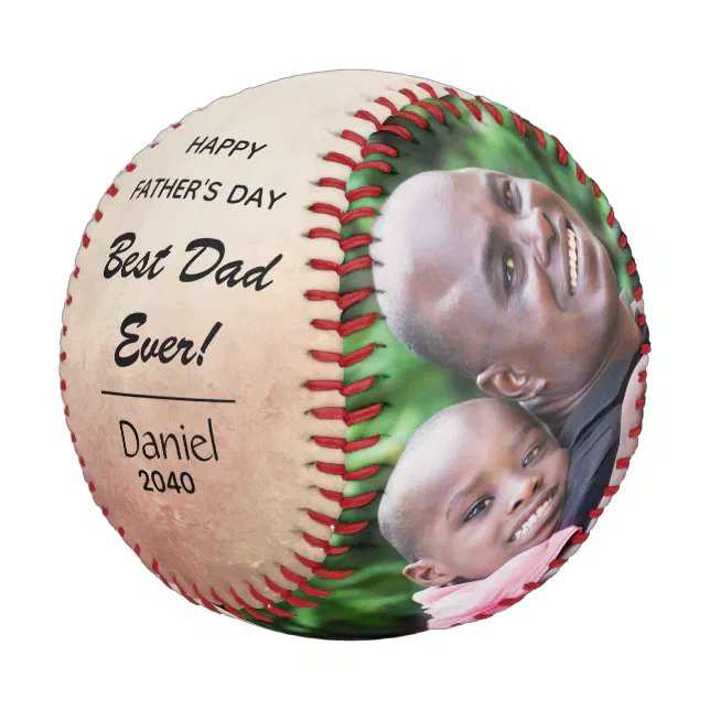 Happy Father's Day Super Father Best Dad Leather Baseball | Zazzle