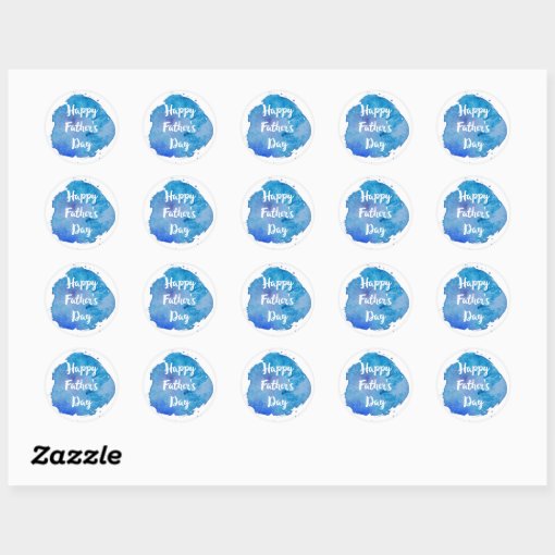 Happy Father's Day|Watercolor Splash Classic Round Sticker | Zazzle