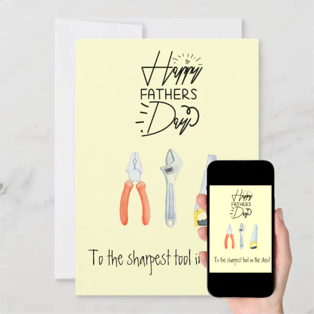Happy Father's day yellow tools sharpest tool cute Holiday Card | Zazzle
