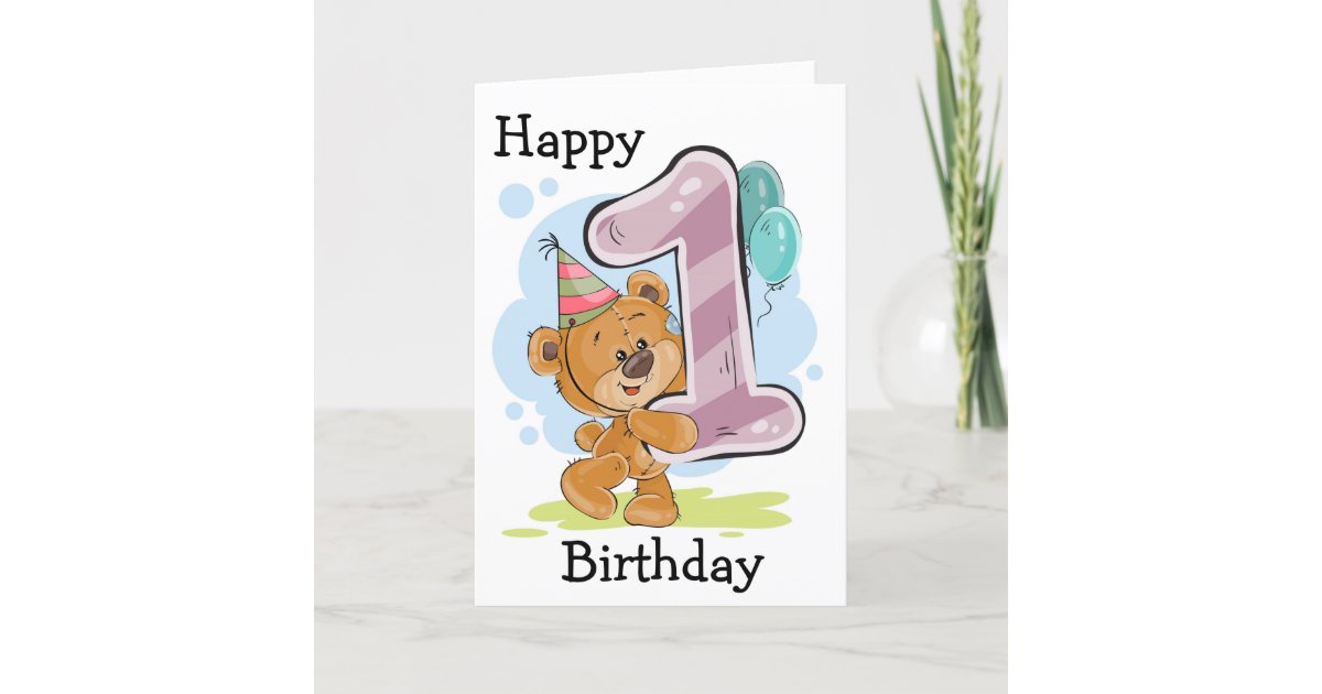 Happy First Birthday Greeting Card | Zazzle