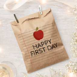 Happy First Day Back to School Apple Teacher Favo Favor Bag | Zazzle