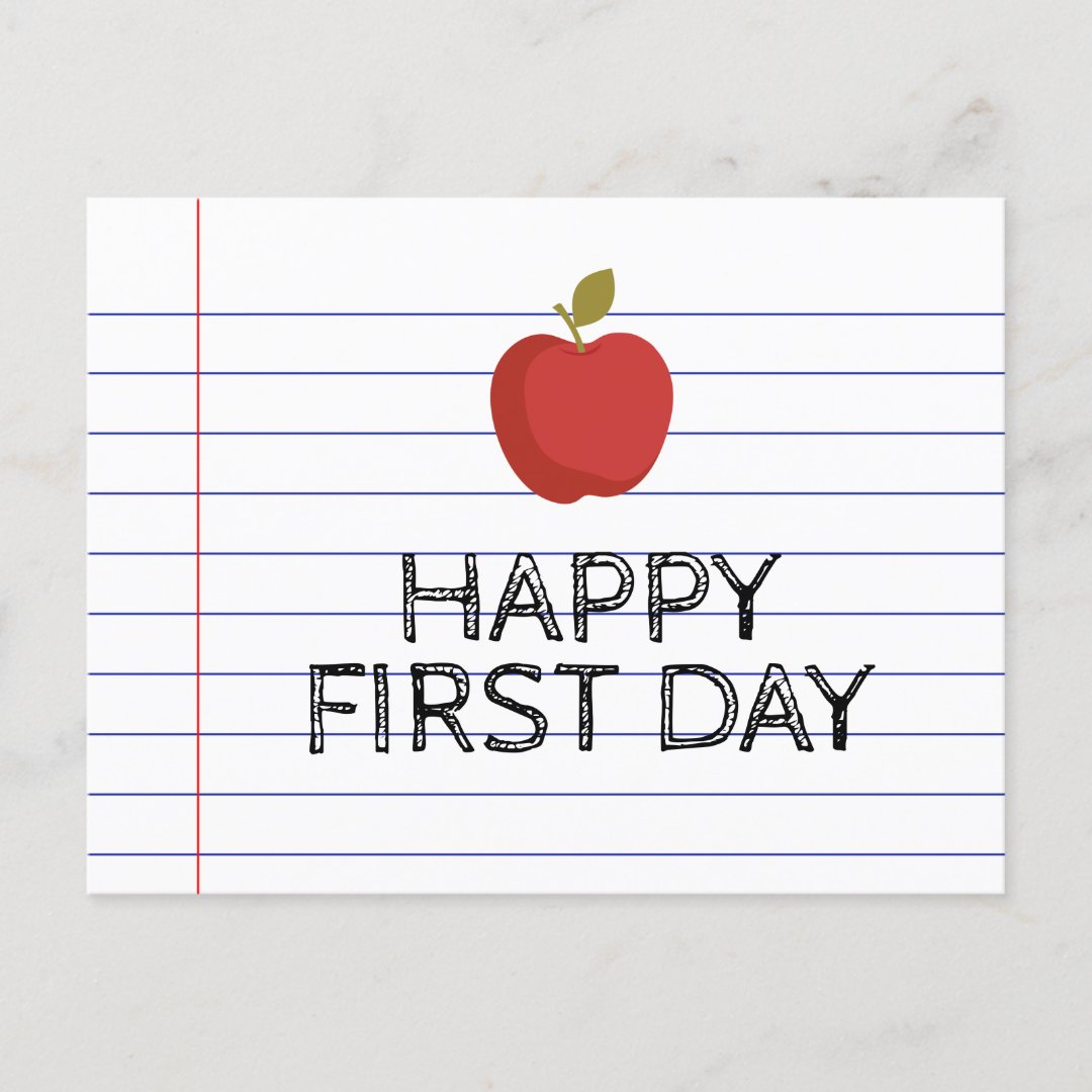 Happy First Day Back to School Apple Teacher Postcard | Zazzle