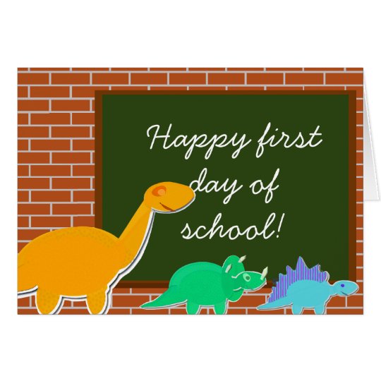 Happy First Day of School Cartoon Dinosaurs Card | Zazzle.com