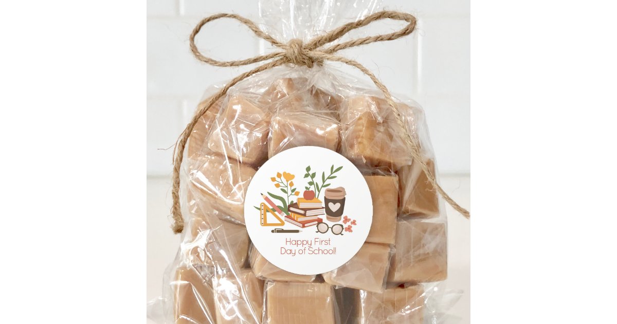 Happy First Day of School Classic Round Sticker | Zazzle