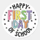 Happy First Day Of School Teacher Education Modern Classic Round ...