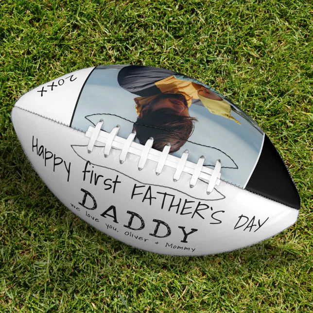 Happy first Father`s Day Daddy Dad Photo Football | Zazzle