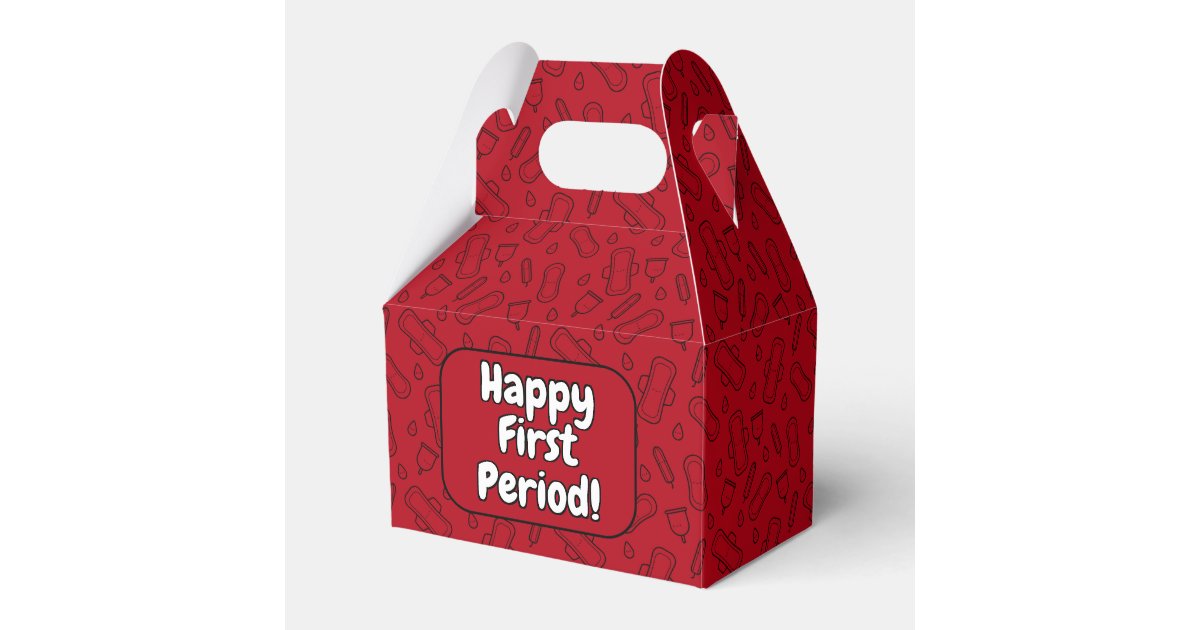 Happy First Period Party Cute Red Tampon Pad Favor Boxes | Zazzle