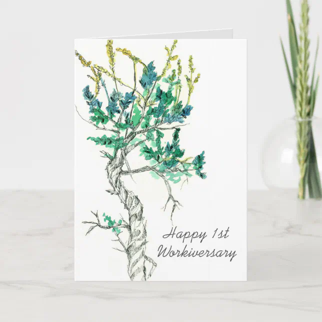 Happy First Workiversary Employee Sagebrush Plant Card | Zazzle