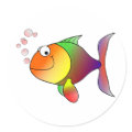 Happy Fish ~ Bubbles Classic Round Sticker | Zazzle