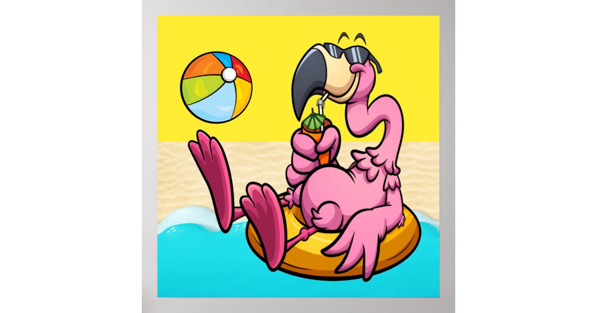 Happy Flamingo Poster | Zazzle