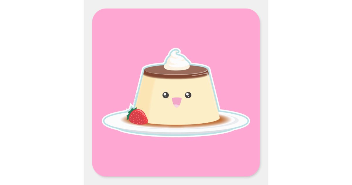 Happy Flan Square Sticker | Zazzle