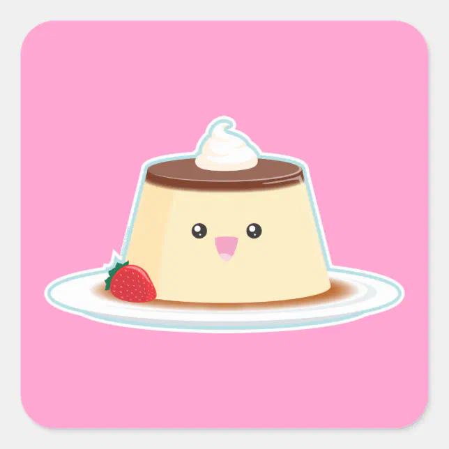 Happy Flan Square Sticker | Zazzle