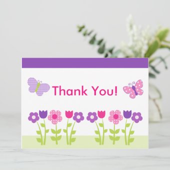 Happy Flower & Butterfly Thank You Card | Zazzle