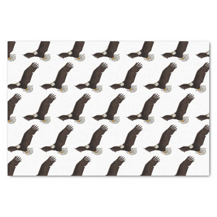 Happy flying bald eagle cartoon illustration tissue paper | Zazzle
