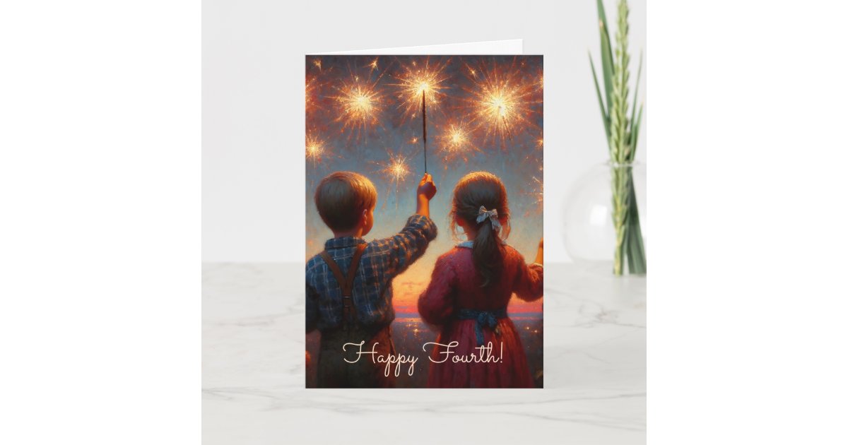 Happy Fourth | Children with Sparklers Card | Zazzle