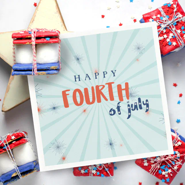 Happy Fourth Fireworks 4th of July Party Napkins | Zazzle