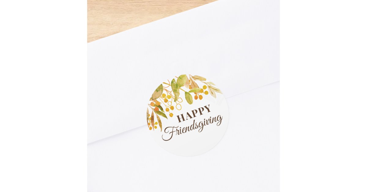 Happy Friendsgiving Classic Round Sticker | Zazzle