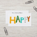 Happy fun colorful word art unique font design business card | Zazzle