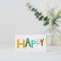 Happy fun colorful word art unique font design business card | Zazzle