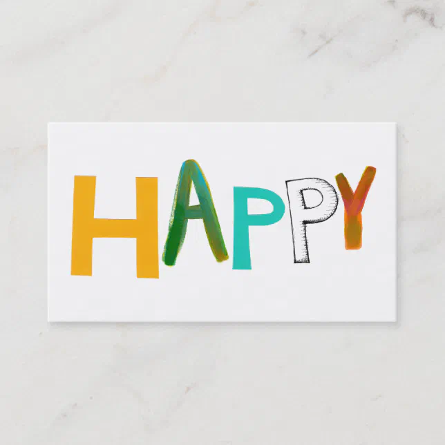 Happy fun colorful word art unique font design business card | Zazzle