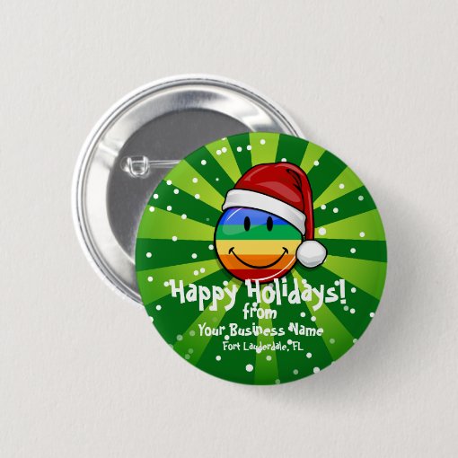Happy Gay Lgbt Pride Flag Christmas Santa Button | Zazzle
