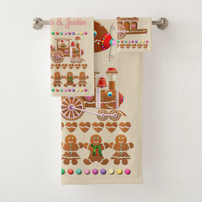 Happy Gingerbread Cookies Bath Towel Set | Zazzle