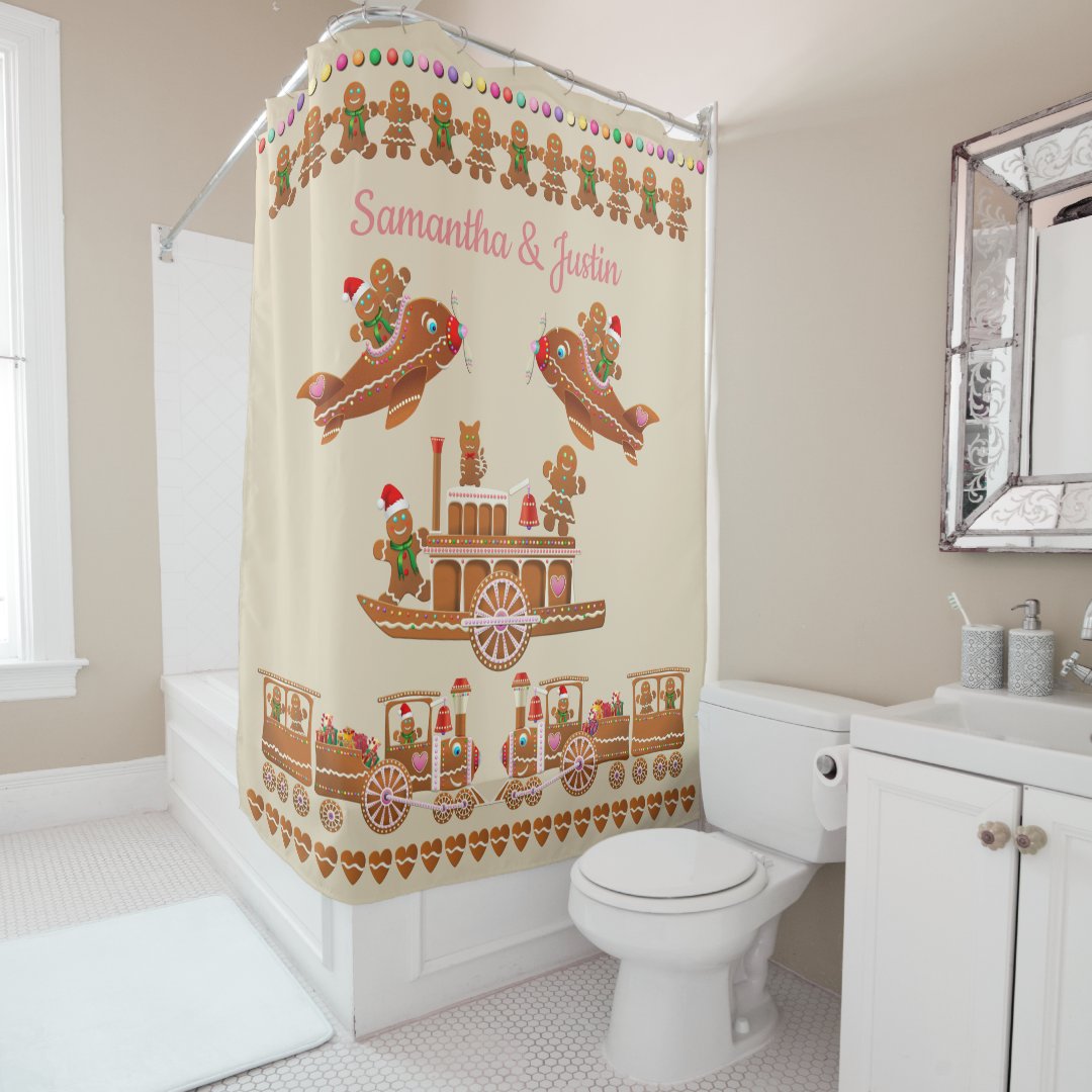Happy Gingerbread Cookies Shower Curtain | Zazzle