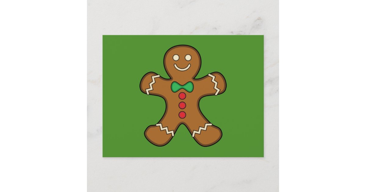 Happy Gingerbread Man Holiday Postcard | Zazzle