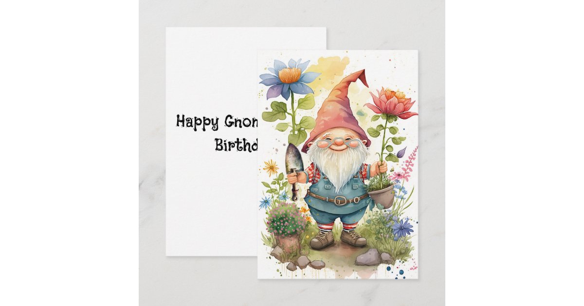 Happy Gnome-tastic Birthday Postcard: Colorful Gar Card | Zazzle