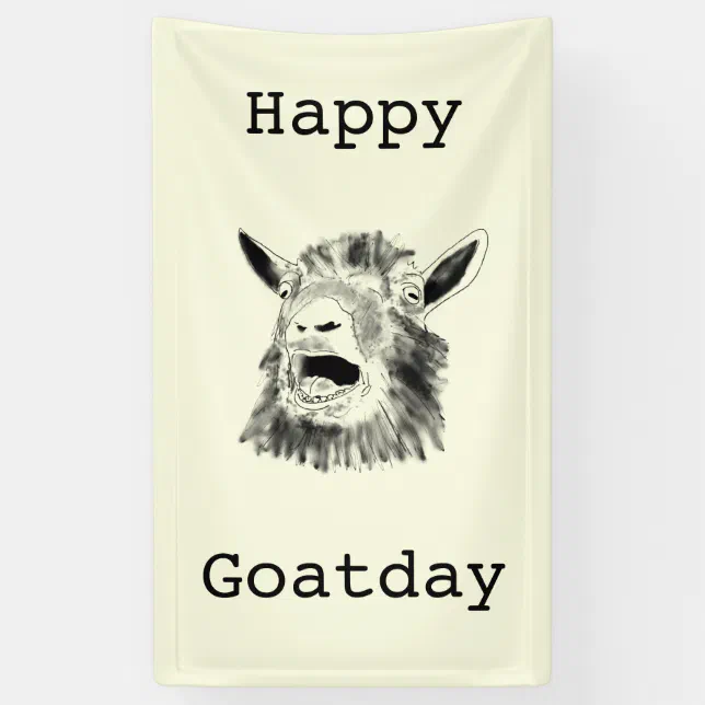 Happy Goat Day Funny Screaming Animal Birthday Art Banner | Zazzle