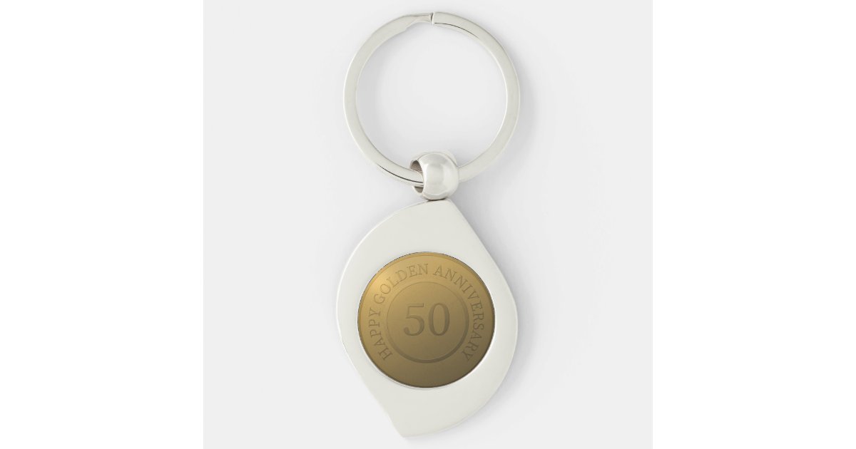 Happy golden wedding anniversary keychain | Zazzle