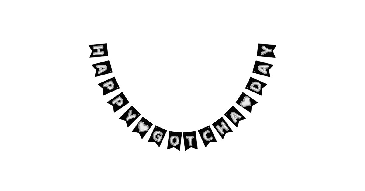 Happy Gotcha Day Silver Foil Balloons Bunting Flags | Zazzle