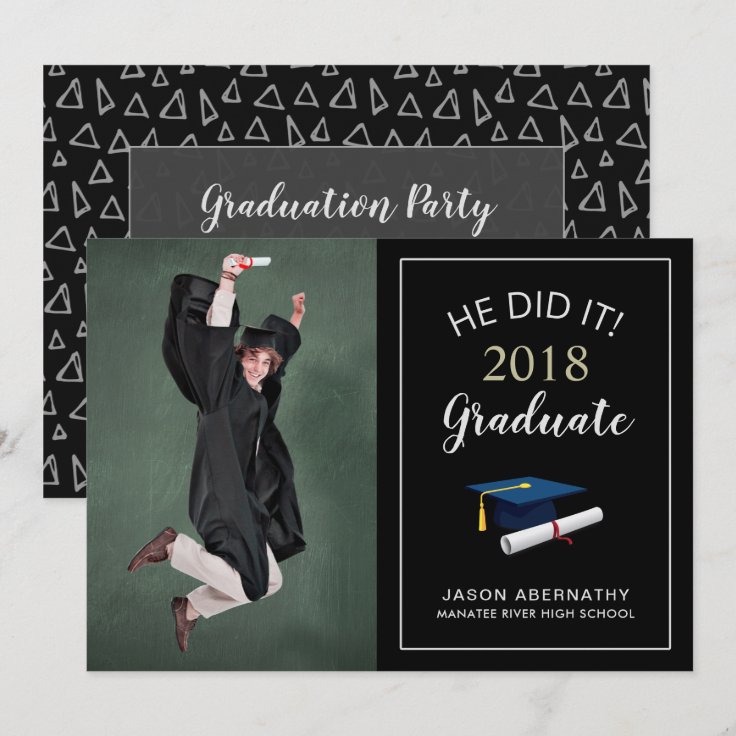 Happy Grad Trendy Photo Party Announcement | Zazzle