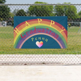 "Happy Graduation!"Custom Rainbow Banner | Zazzle