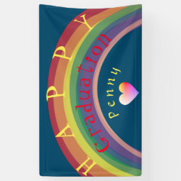 "Happy Graduation!"Custom Rainbow Banner | Zazzle
