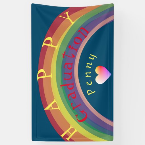"Happy Graduation!"Custom Rainbow Banner | Zazzle