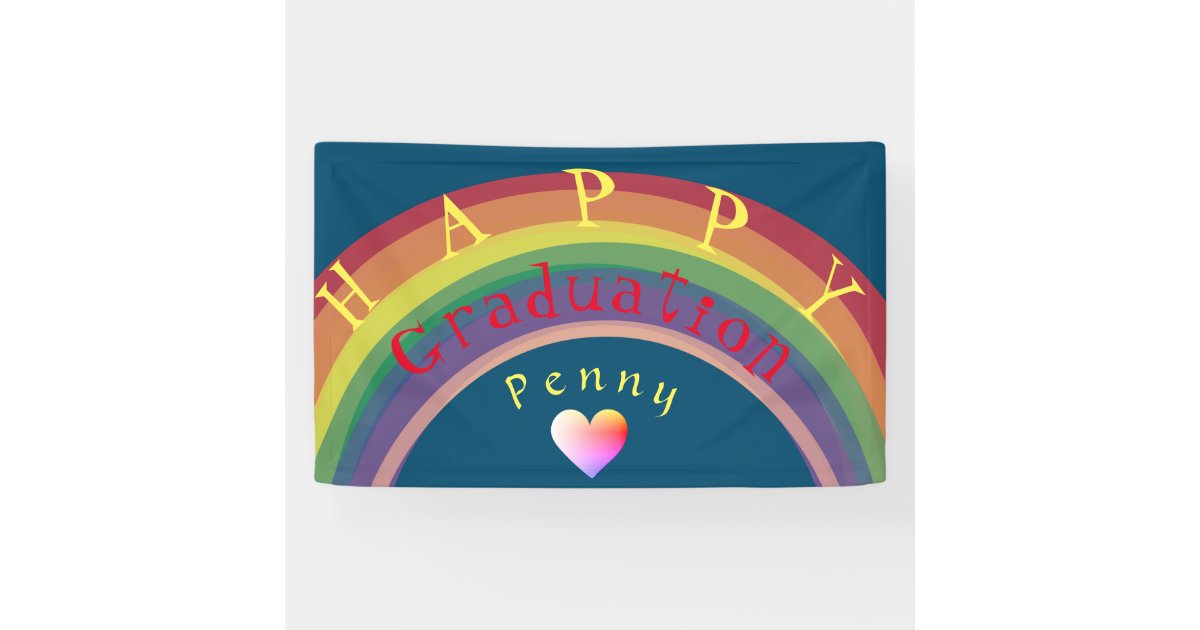 "Happy Graduation!"Custom Rainbow Banner | Zazzle