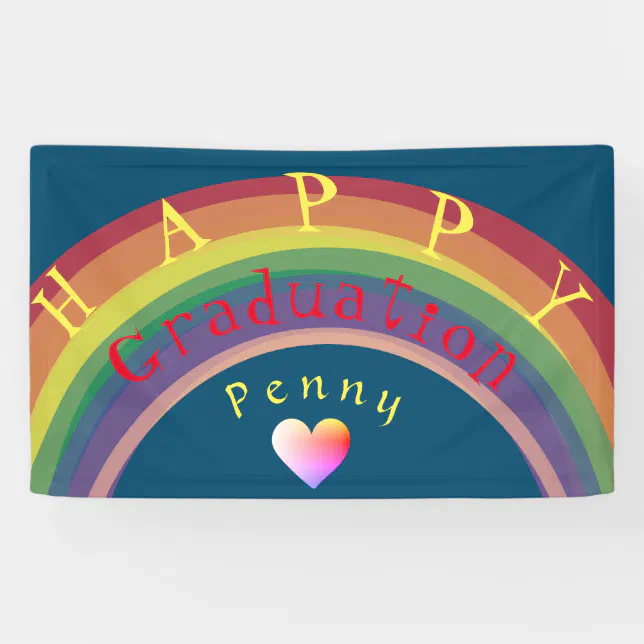 "Happy Graduation!"Custom Rainbow Banner | Zazzle