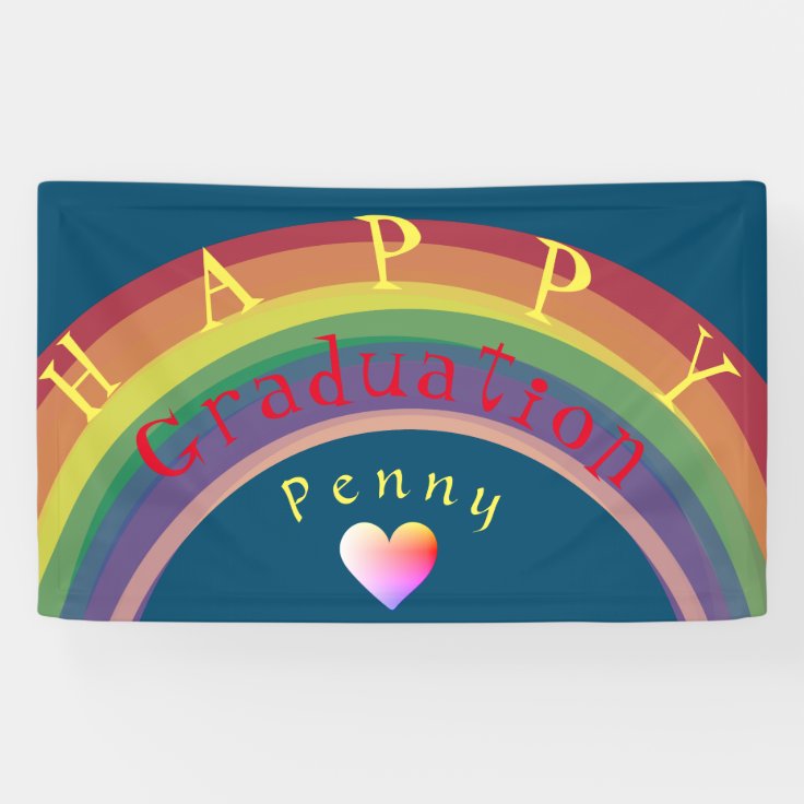 "Happy Graduation!"Custom Rainbow Banner | Zazzle