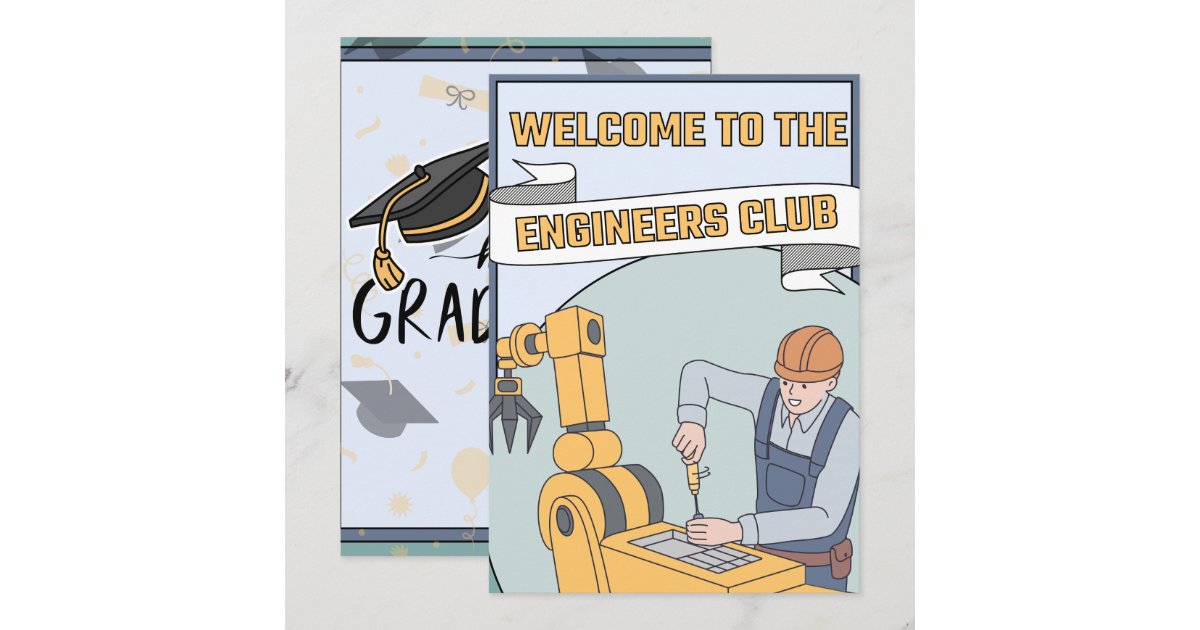 Happy Graduation For Engineers - Welcome to club Invitation | Zazzle