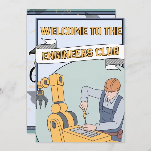 Happy Graduation For Engineers - Welcome to club Invitation | Zazzle