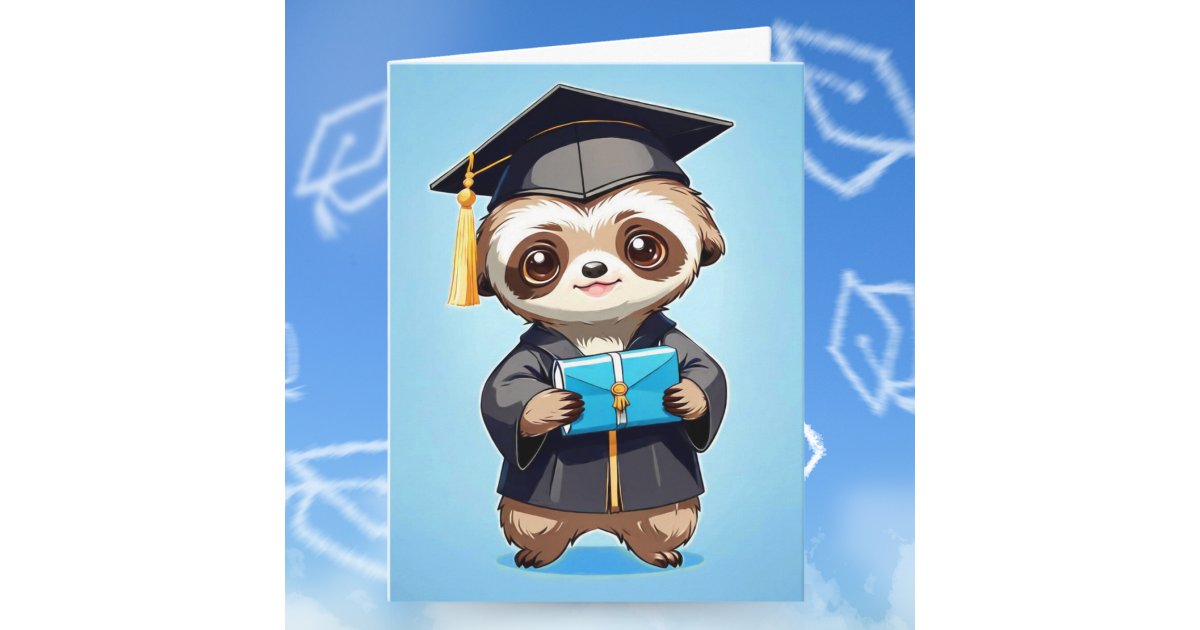 Happy Graduation Sloth Chibis Card | Zazzle