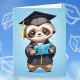 Happy Graduation Sloth Chibis Card | Zazzle