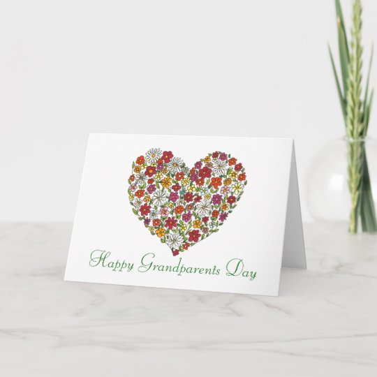 Happy Grandparents Day - Flower Heart Card | Zazzle.com