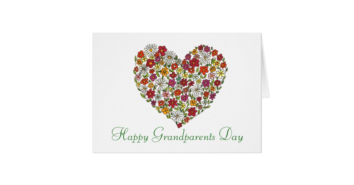 Happy Grandparents Day - Flower Heart Card | Zazzle.com