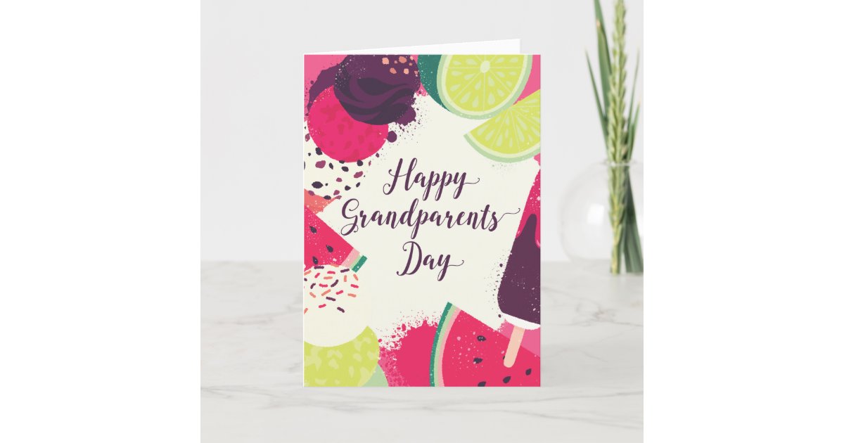 Happy Grandparents Day Sweet Fruit and Treats Card | Zazzle