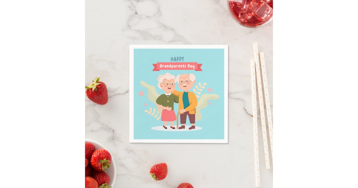 Happy Grandparents Day word art Napkins | Zazzle