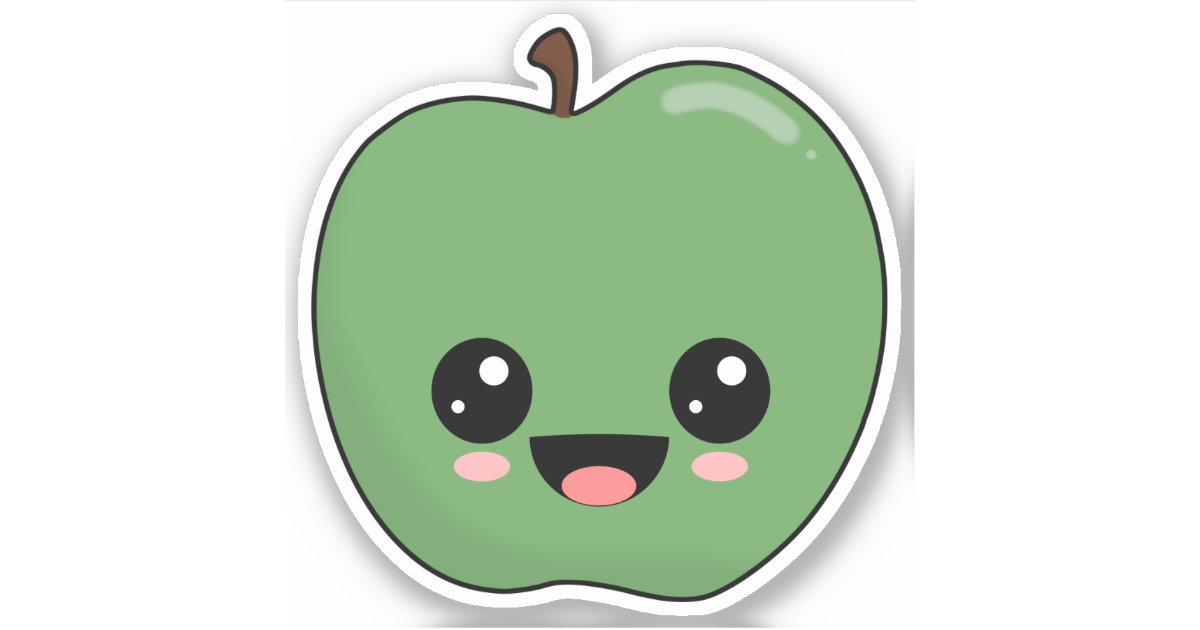 Happy Green Apple Sticker | Zazzle