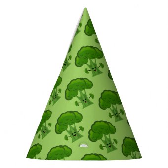 Happy Green Broccoli Party Hat | Zazzle